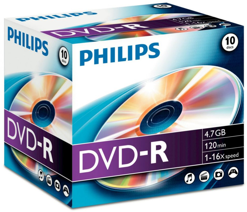 Philips DVD-R 4.7GB 16x JEWEL 10 PACK - XRS Media | TDK | GOODRAM ...